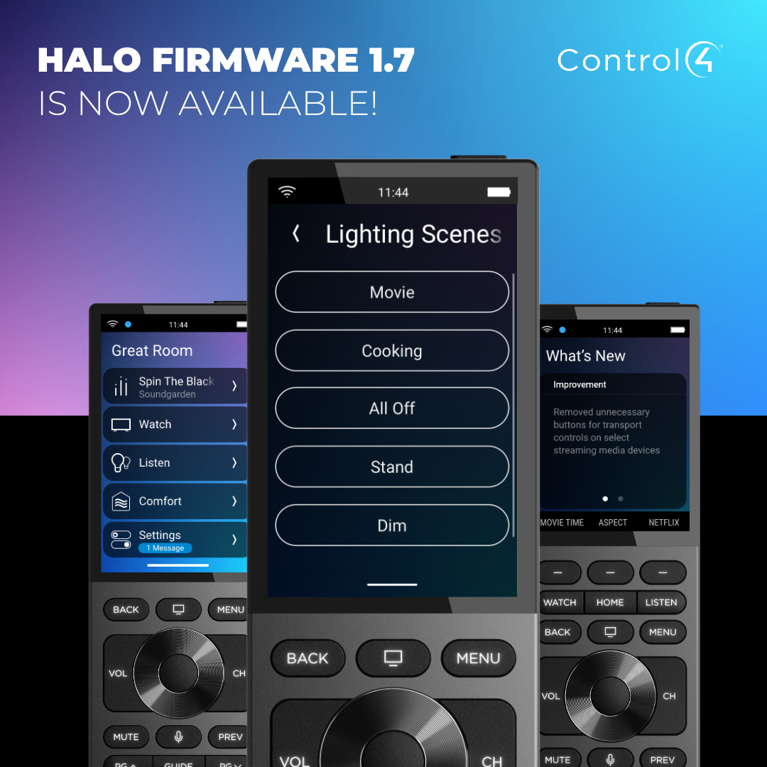 يعمل تحديث البرنامج الثابت للتحكم عن بعد Control4 Halo الجديد على تحسين التخصيص وعمر البطارية ...